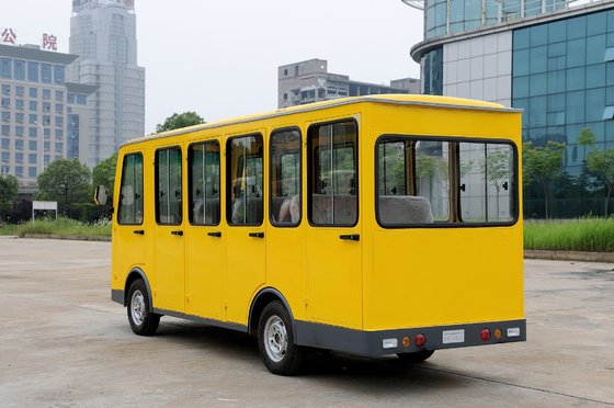 Fully Enclosed 14 Seats Electric Sightseeing Car Shuttle Bus Yellow Color