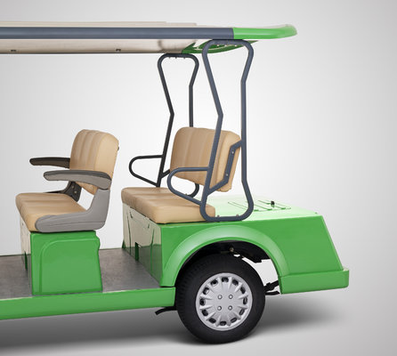 Green Color 11 Seats Electric Sightseeing Bus 72V Battery 5 KW Motor Power