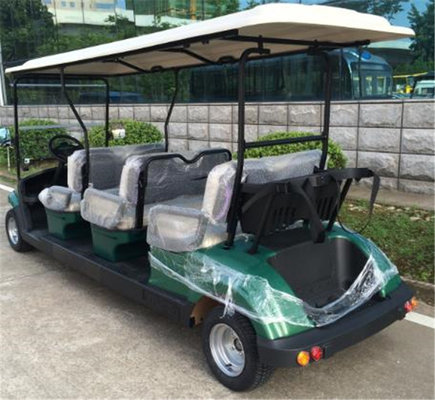 Green Color 48V 4KW Electric 6 Passenger Golf Carts With Awnings / Flip Flop Seat
