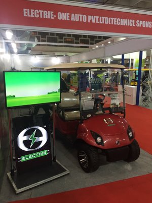 Red Street Legal 4 Seater Golf Carts , Club Car Electric Golf Cart With Yamaha LED Lights