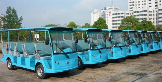 5KW DC Motor Electric Sightseeing Bus With Light / MP3 Player For 14 Passengers