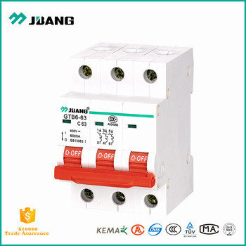 GTB6 High Breaking Capacity, 20000 times Mechanical endurance Miniature Circuit Breaker Rated Current 63A - 80A MCB