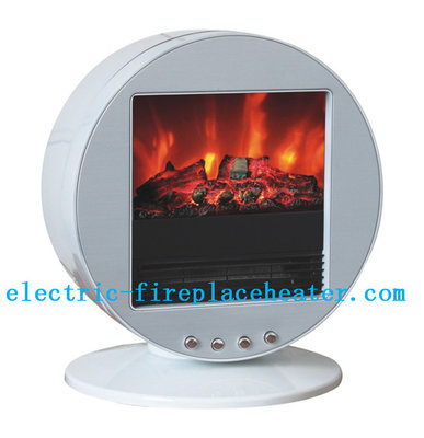China Contemporary White Chimney Free Electric Fireplace Stove With Real Wood Fire Effect distributor