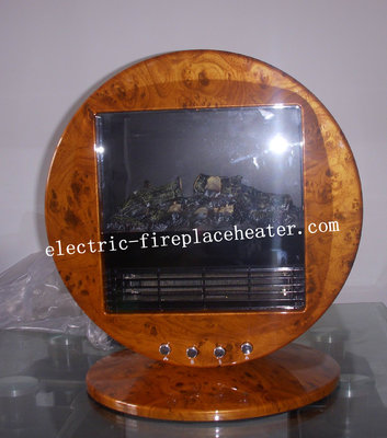 China Classic Wooden Electric Rotating Fireplace With Real Wood Fire Effect distributor