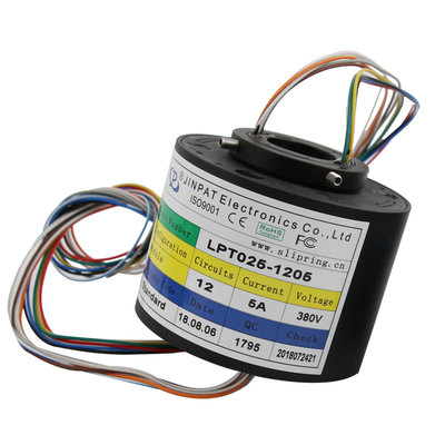 slip ring rotary joint electrical connector 12 circuit 5A through hole diameter 25.4mm wind generator slip ring