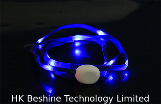 Running Sports Nylon Webbing Flash LED Light Shoelaces , Light Pink Blue Red Shoe Laces