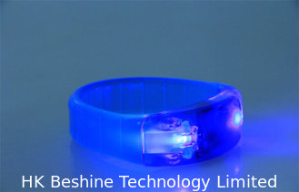 Promotion Gift , Blue PVC Sound Sensor LED Flashing Bracelet / LED Light Wristband