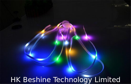 Christmas Party Favor 7 Colors Led Light Shoelaces Flashing Nylon Webbing