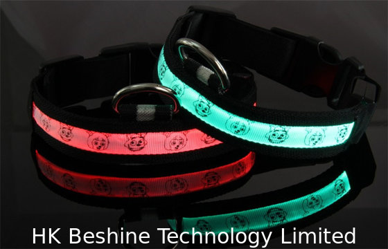 White Red Purple LED illuminated Collars Controled By The Button / Pet Accessories