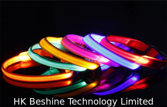 White Red Purple LED illuminated Collars Controled By The Button / Pet Accessories