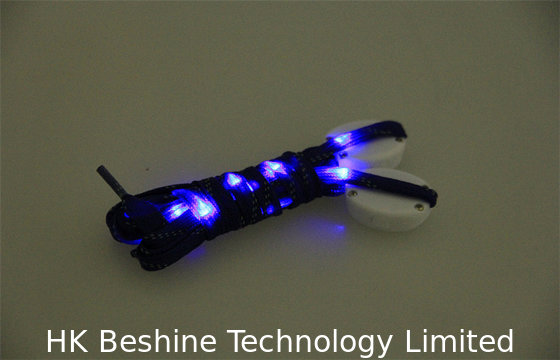 Running Sports Nylon Webbing Flash LED Light Shoelaces , Light Pink Blue Red Shoe Laces