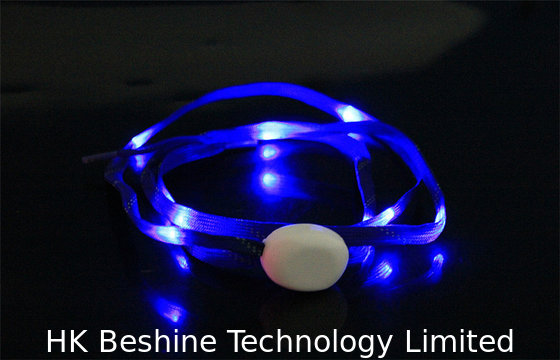 Running Sports Nylon Webbing Flash LED Light Shoelaces , Light Pink Blue Red Shoe Laces