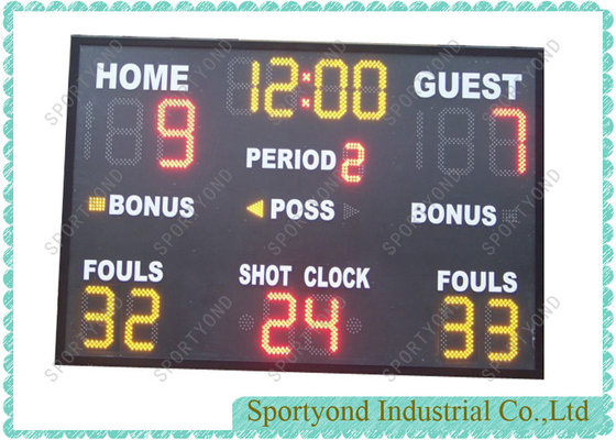 Red Yellow Electronic College Basketball Scoreboard With Wireless RF Console
