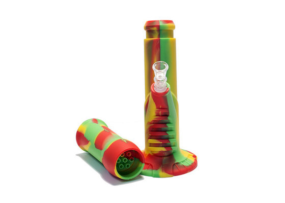 12' 2 Parts Silicone Water Pipe Comes With Glass Bowl Silicone Pipe