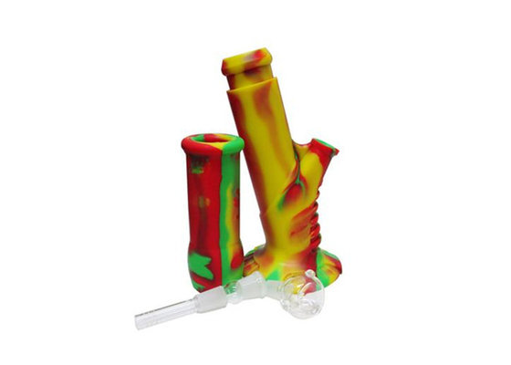 12' 2 Parts Silicone Water Pipe Comes With Glass Bowl Silicone Pipe