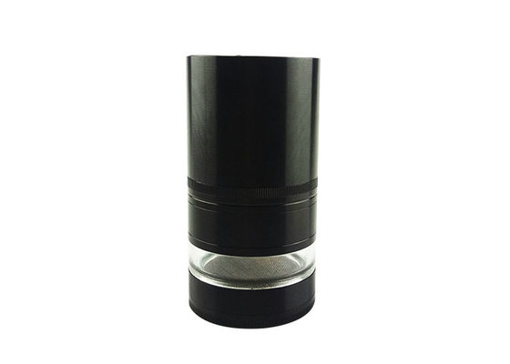 Stainless Steel Screen 4 Layers Weed Grinder / Dry Herb Grinder Black Color