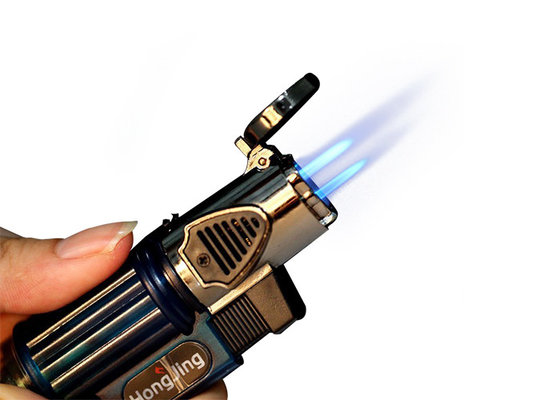 Gas Plastic Material Inflatable Cigar Lighter Three Flame With Multi Function