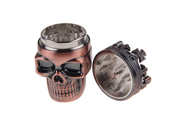 Skull Shaped Tobacco Herbal Grinders Zinc Alloy Metal Material With 3 Layer