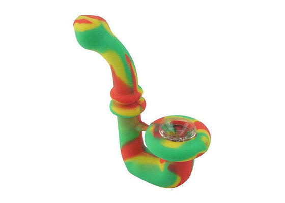 Easy Carry Unbreakable Silicone Pipe / Dry Herb Pipes With Glass Bowl