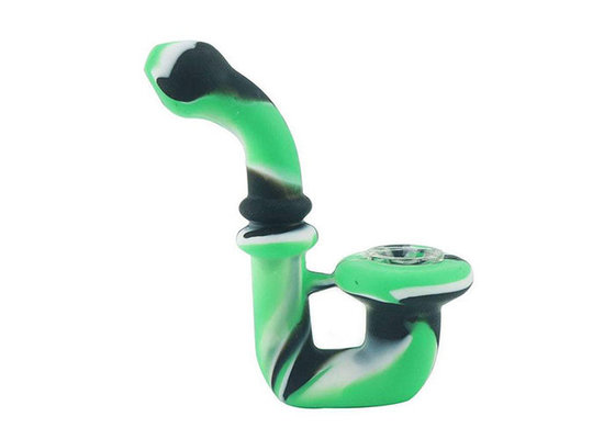 Easy Carry Unbreakable Silicone Pipe / Dry Herb Pipes With Glass Bowl