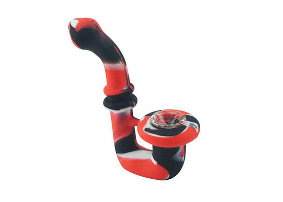 Easy Carry Unbreakable Silicone Pipe / Dry Herb Pipes With Glass Bowl