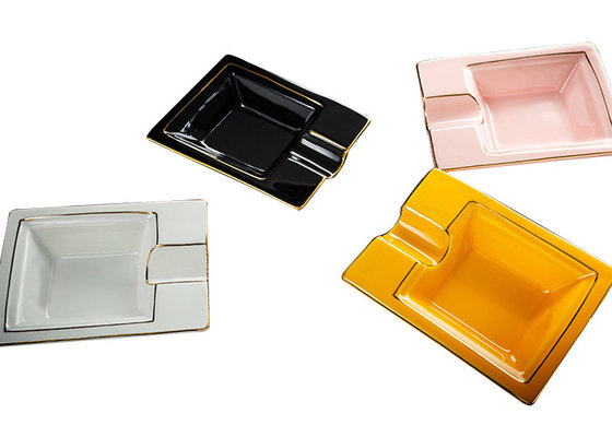 Mini Portable Ceramic Smoking Accessories / Tobacco Cigar Ashtray With 4 Colors