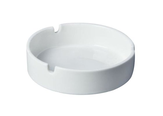 White Porcelain Round Smoking Accessories / Custom Ceramic Ashtray For Hotel