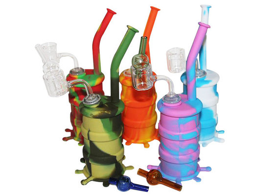 Silicone Water Pipe With Double Tube Quartz Nail Silicone Hookah Bongs