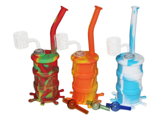 Silicone Water Pipe With Double Tube Quartz Nail Silicone Hookah Bongs
