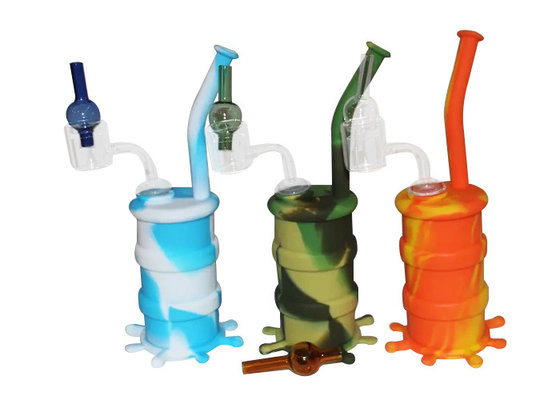 Silicone Water Pipe With Double Tube Quartz Nail Silicone Hookah Bongs