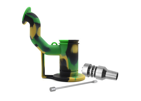 Portable Silicone with Titanium Nail/Silicone Cap and Stainless steel dabber Kits,Use WAX,Multiple colors