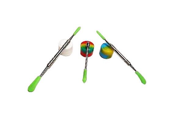 Portable Stainless Steel Dab Tool / Colorful Dabber Tool With Non Stick Silicone Tip