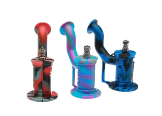 Colorful Silicone Nectar Collector / Silicone Dab Rig 5 Inches With Titanium Nail