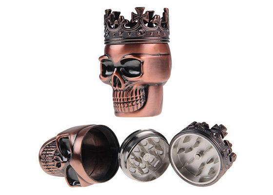 Skull Shaped Tobacco Herbal Grinders Zinc Alloy Metal Material With 3 Layer
