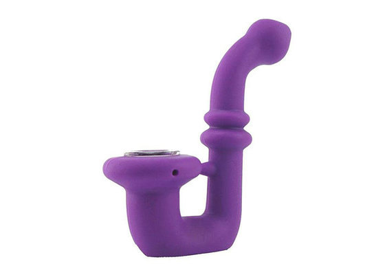 Easy Carry Unbreakable Silicone Pipe / Dry Herb Pipes With Glass Bowl
