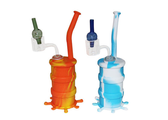 Silicone Water Pipe With Double Tube Quartz Nail And Glass Carp Silicone
