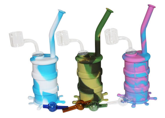 Silicone Water Pipe With Double Tube Quartz Nail Silicone Hookah Bongs