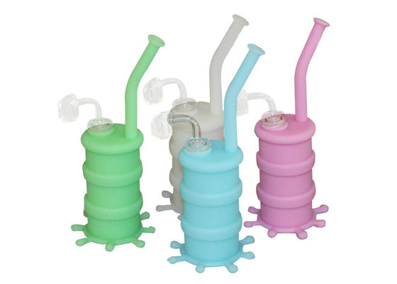 Colorful Hookahs Silicone Bongs With Glass Downstem Silicone Water Pipe