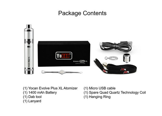 Yocan Evolve Plus XL Vaporizer With Uniqu QUAD  COIL thchnology and 1400mAh Battery,115mm,Five Colors