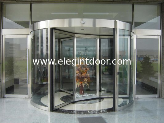 Automatic Rotating Doors with Stainless Steel Frame for Hotel Entrances