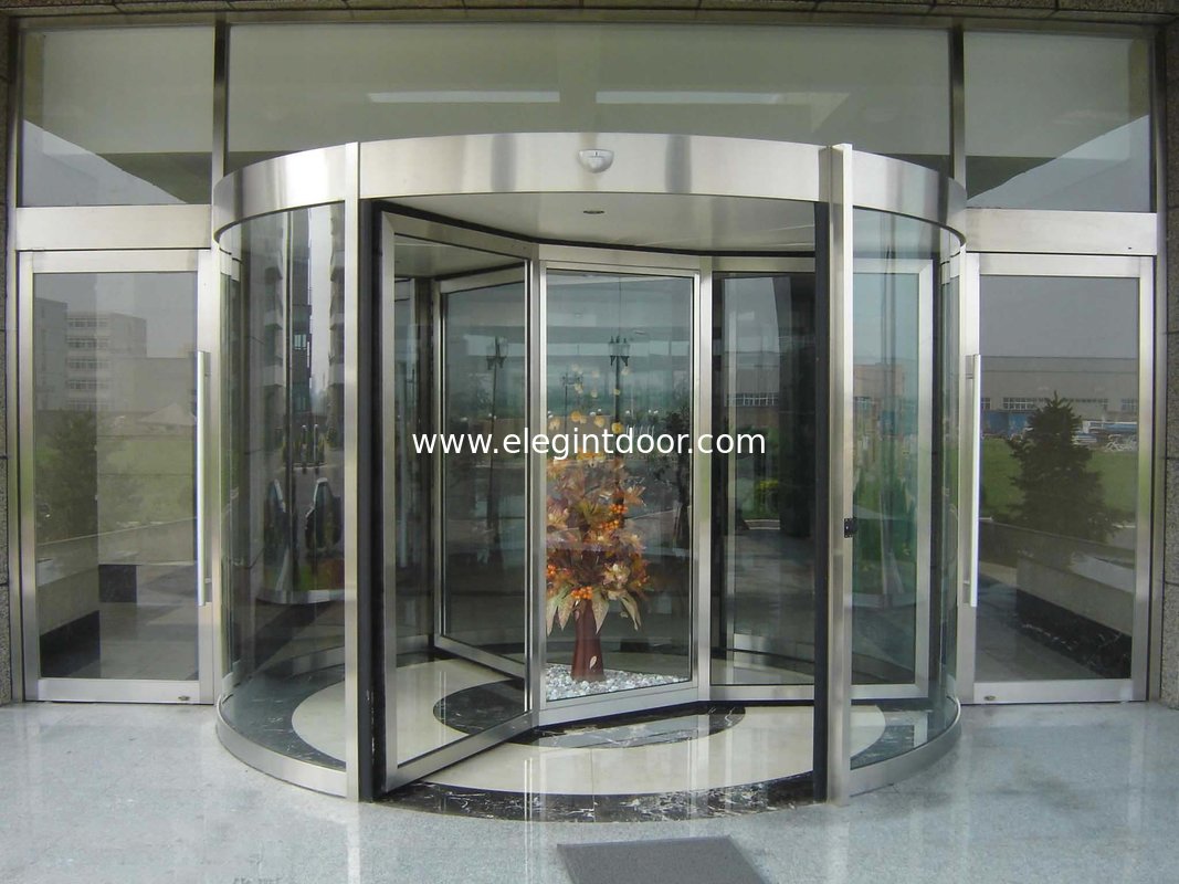 Automatic Rotating Doors with Stainless Steel Frame for Hotel Entrances