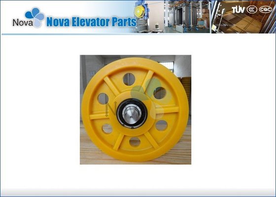 Customized Cast Iron Elevator Traction Pulley Sheave in Yellow Color, Elevator Pulley Wheel