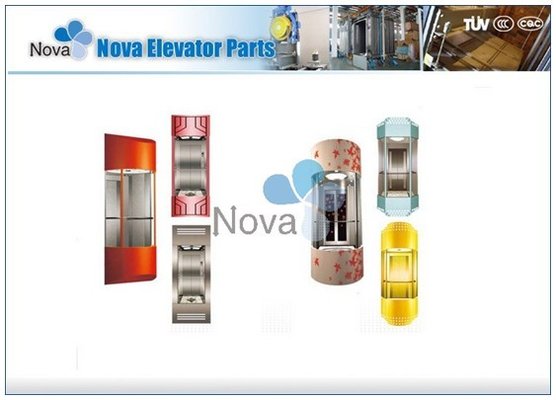 Mirror Stainless Steel Commercial Elevator Cabins , Sightseeing Elevator Cabs