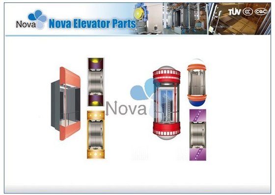 Mirror Stainless Steel Commercial Elevator Cabins , Sightseeing Elevator Cabs