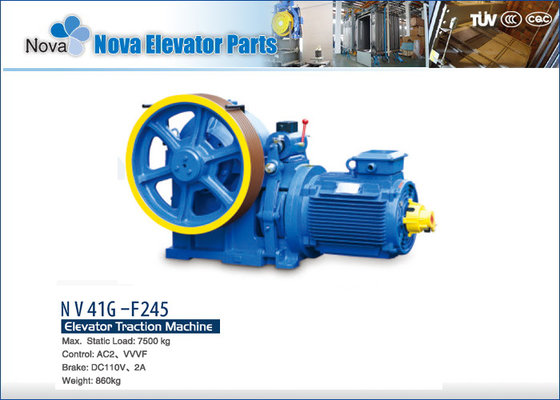 NV41G-F245  AC2 and VVVF Geared Elevator Traction Machine with Max Static Load 7500KG