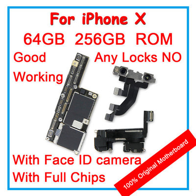 For iPhone X 10 100% Unlocked Original Motherboard With Face ID 64GB 256GB IOS Logic board With Full Chips Mainboard For