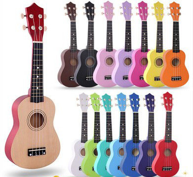 Wholesale colorful  ukulele  21" Soprano Ukulele Basswood Nylon 4 Strings Acoustic Bass Guitar Ukulele Musical Stringed
