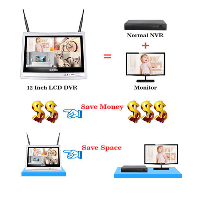 4CH 1080P Wireless NVR Kits 12' LCD display HD outdoor security 2MP IP Camera video surveillance wifi cctv camera system