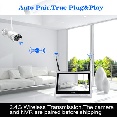 4CH 1080P Wireless NVR Kits 12' LCD display HD outdoor security 2MP IP Camera video surveillance wifi cctv camera system