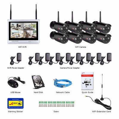 wholesale 8CH Wireless Surveillance System 12"LCD Screen Wifi NVR K 960P HD H.264 Outdoor Night Vision Security Camera S